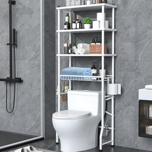 Over-The-Toilet Storage Shelves, 4-Tier Bathroom Organizer Shelf Over ...