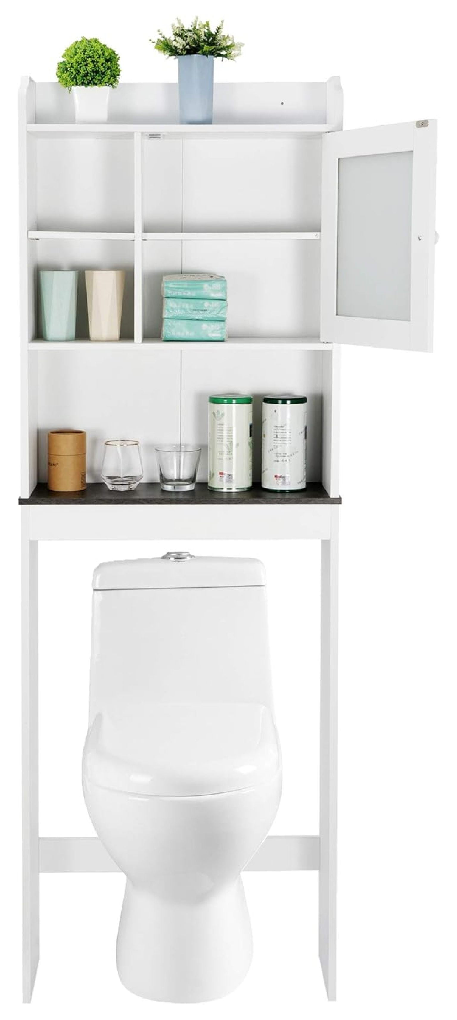 Over The Toilet Storage Wooden Cabinet Space Saver Bathroom Organizer ...