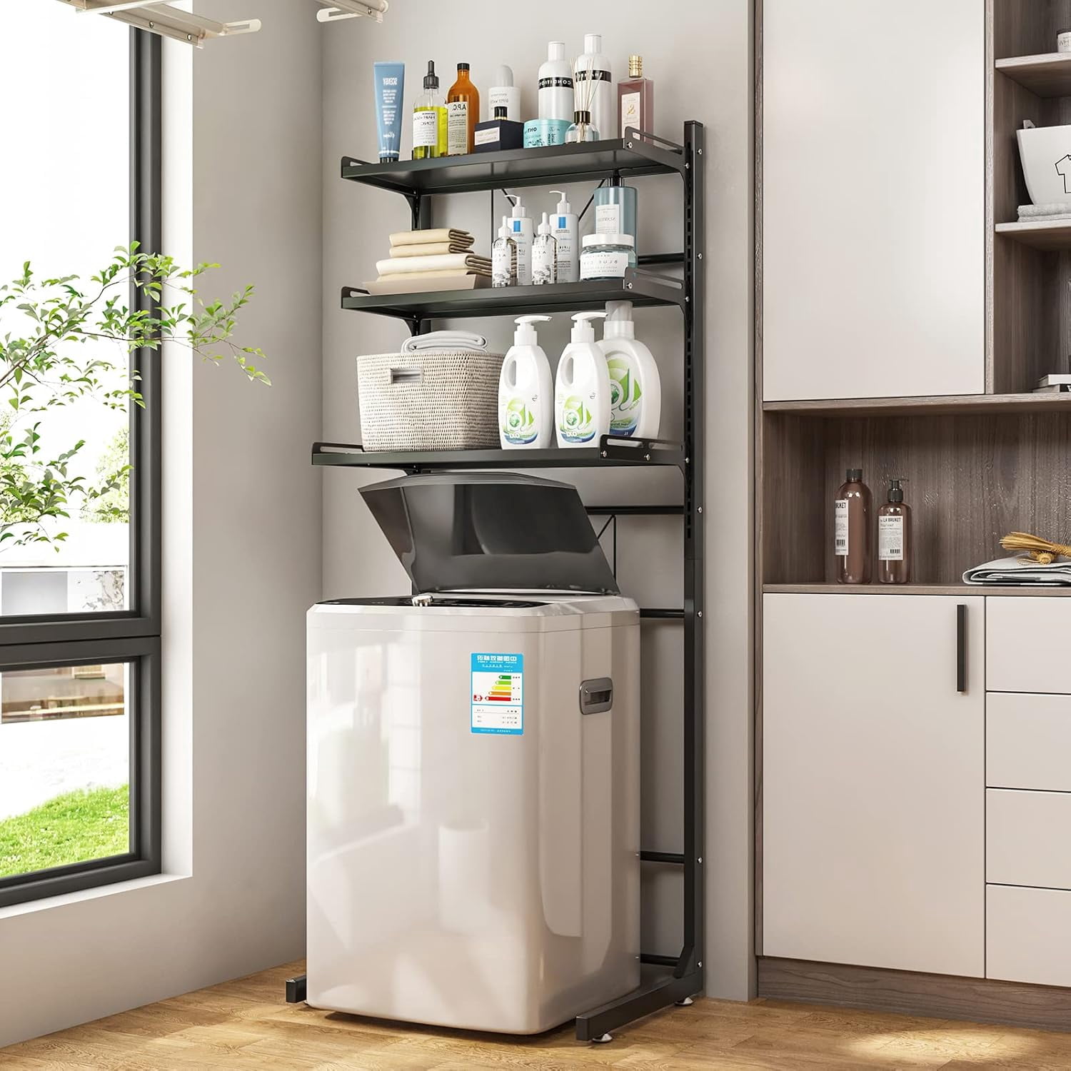 Over The Toilet Washer Organzier Adjustable Stand Storage Rack for ...