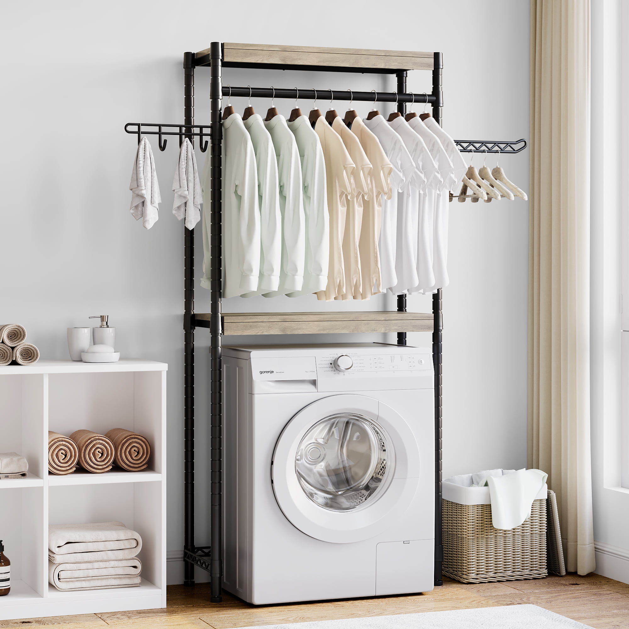 Over The Washer and Dryer Storage Shelf,3 Tier Heavy Duty Adjustable ...