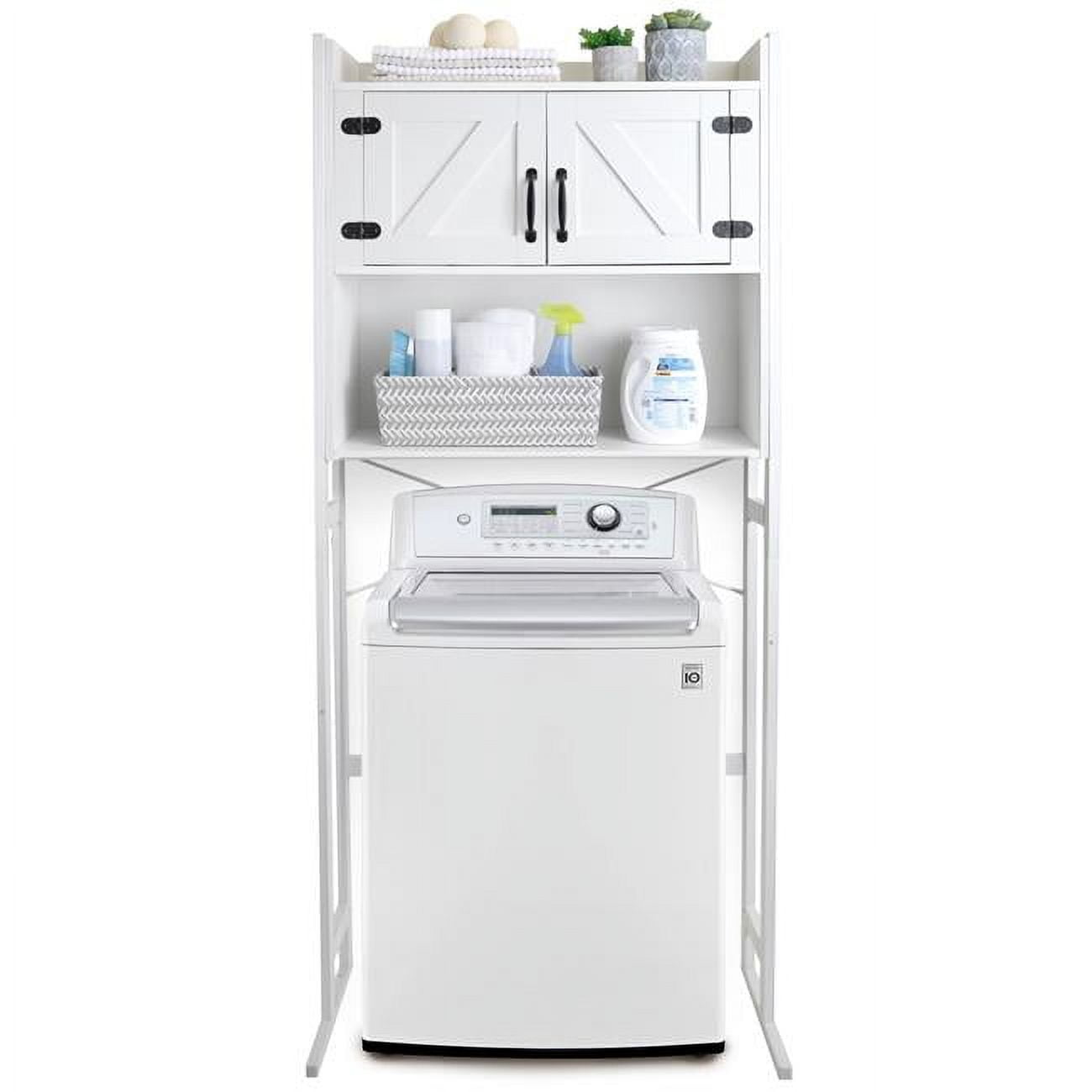 Over The Washer or Toilet Storage Cabinet w/ Height Adjustable Shelf ...