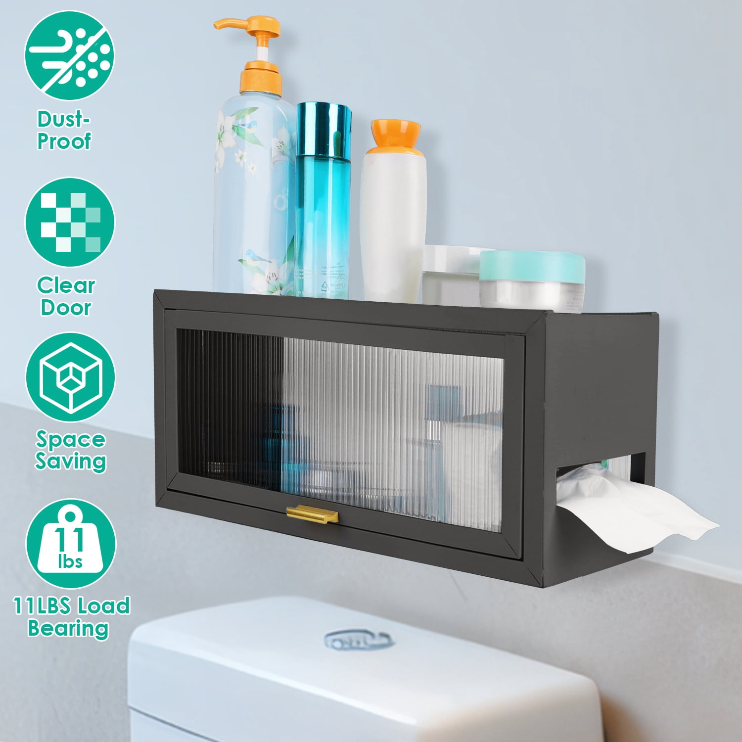 Over the Toilet Storage Shelf, Moclever Carbon Steel Wall Mounted ...