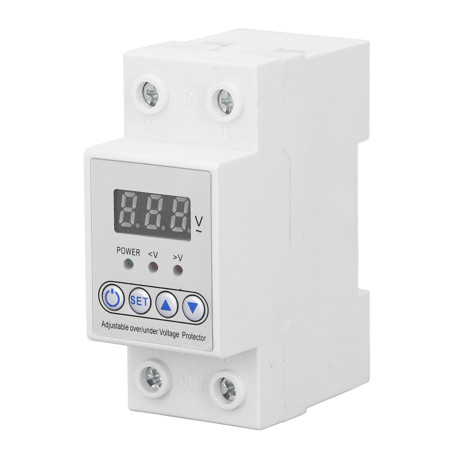 Over/Under Voltage Protector, 63A DIN Rail Mount, Adjustable Auto ...