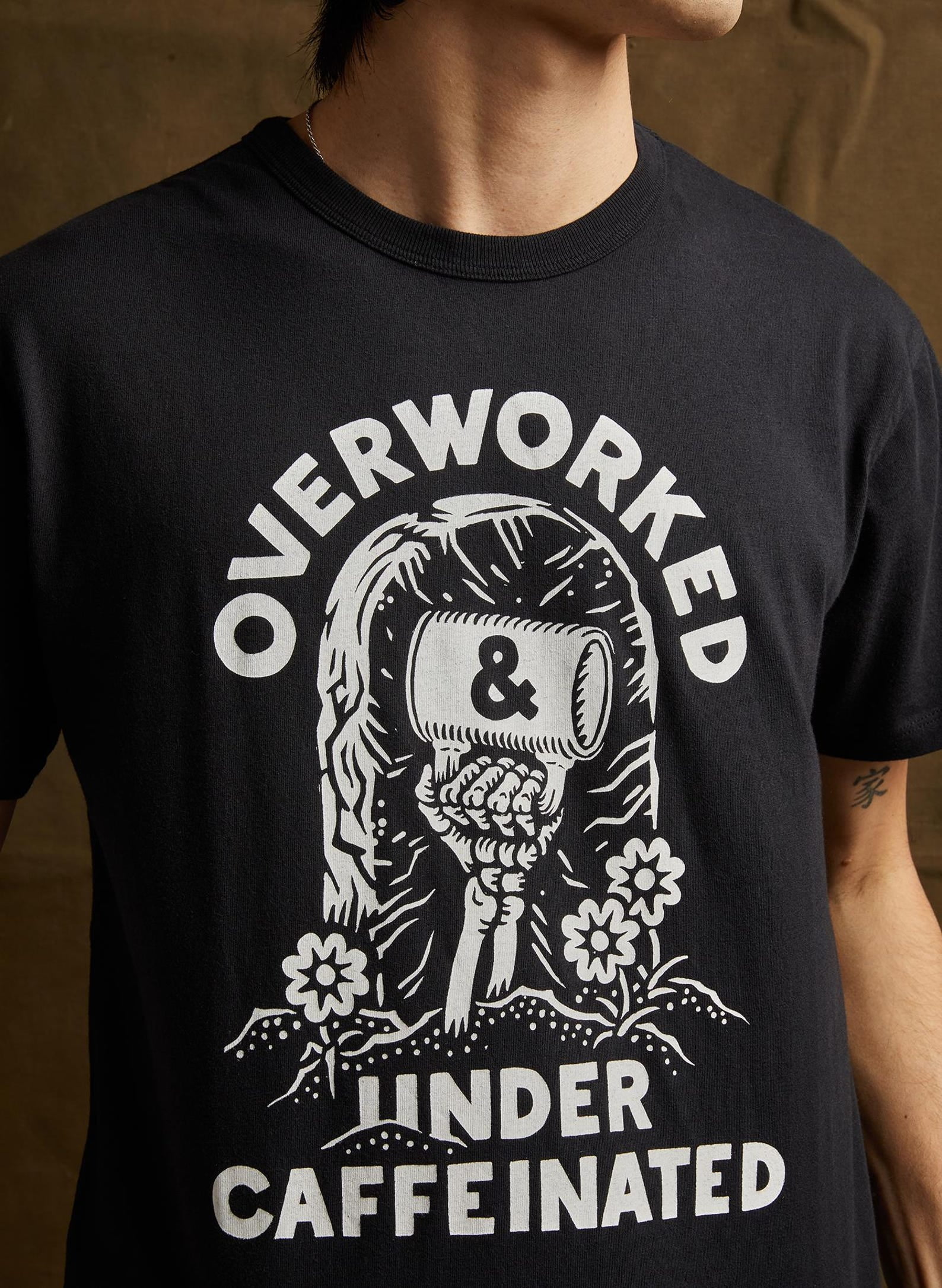 Over Worked Under Caffeinated Tee | Coffee T-shirt | Co Worker Gift ...