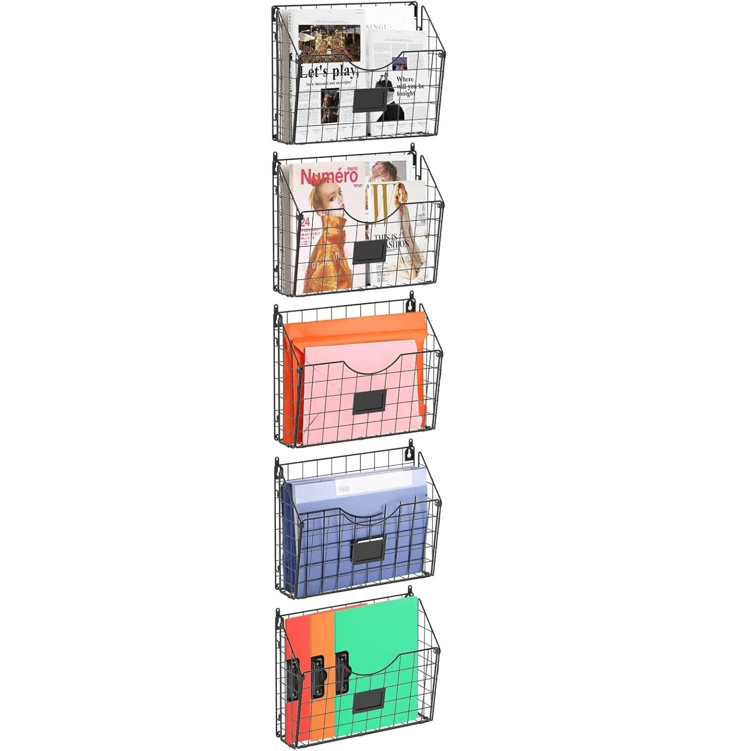 Over the Door File Organizer, Stackable Hanging Wall Files Rack with ...