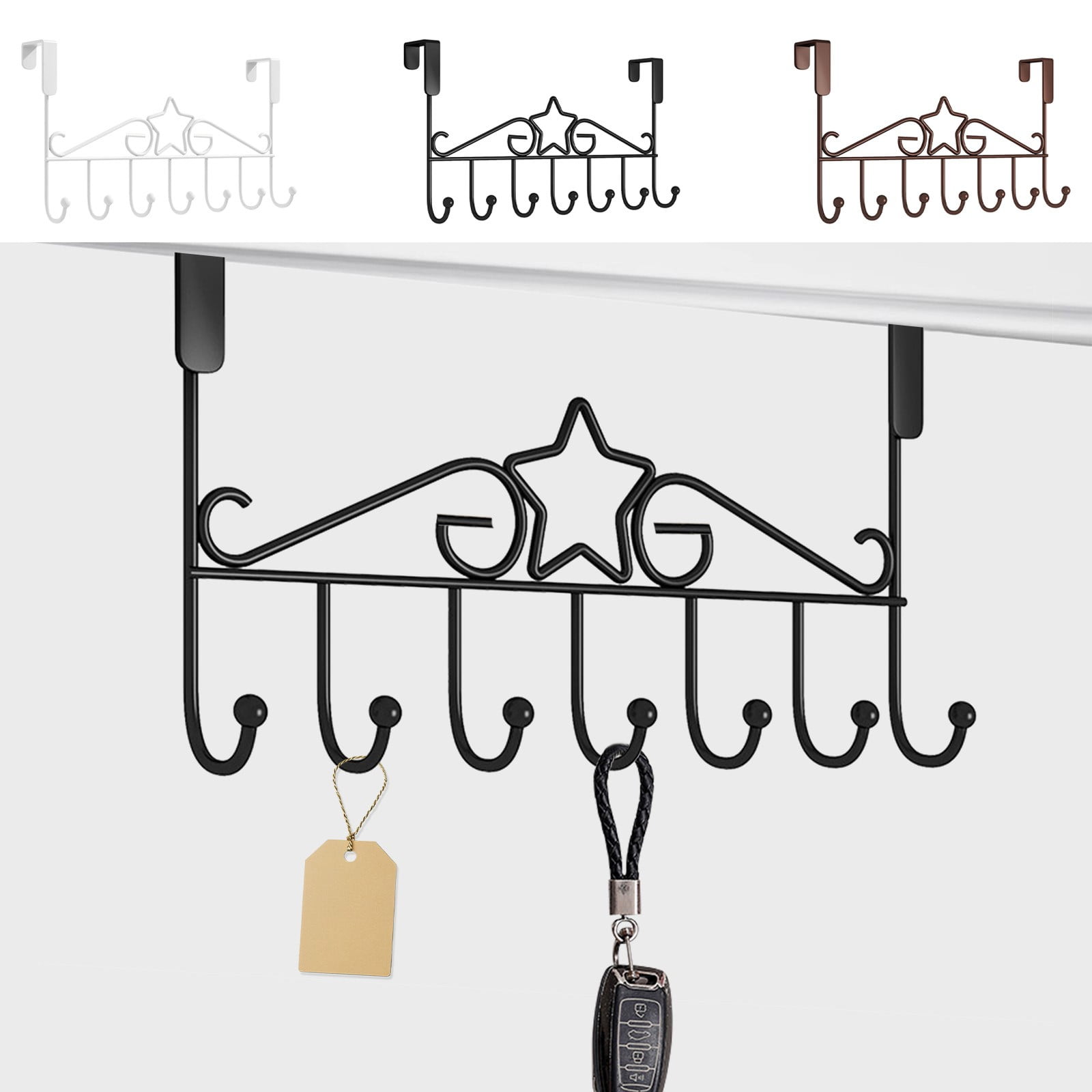 Over-the-Door Hanging Rack with 4 U-Shaped Hooks, No-Drill Installation ...
