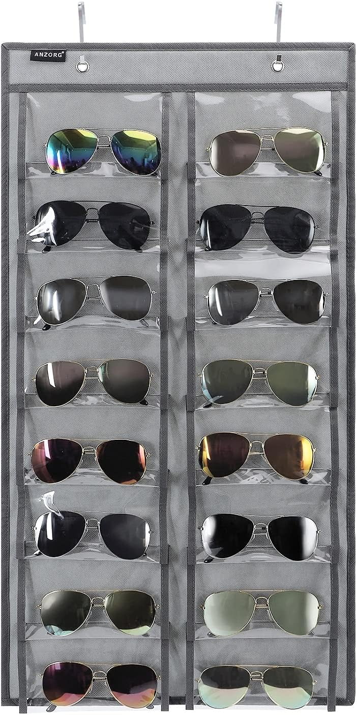 Over the Door Hanging Sunglasses Organizer Storage Sunglass Rack Holder ...
