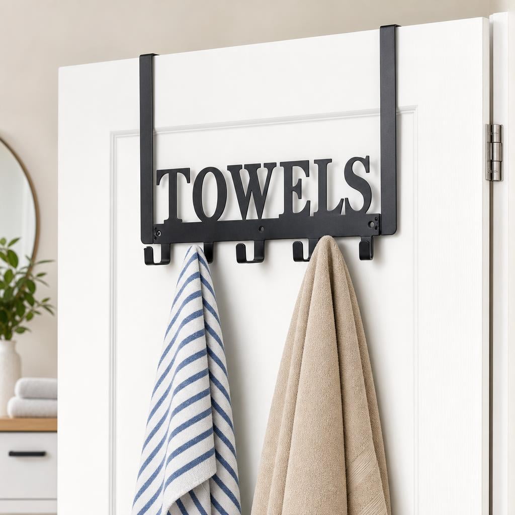 Over the Door Hooks, Multi-Purpose Towel Holder Rack for Bathroom ...