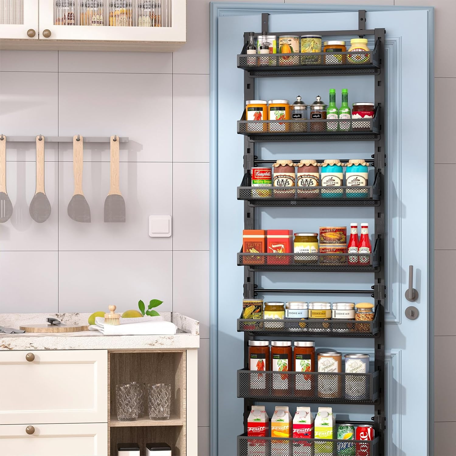 Over the Door Pantry Organizer, 8-Tier Pantry Door Organizer with ...