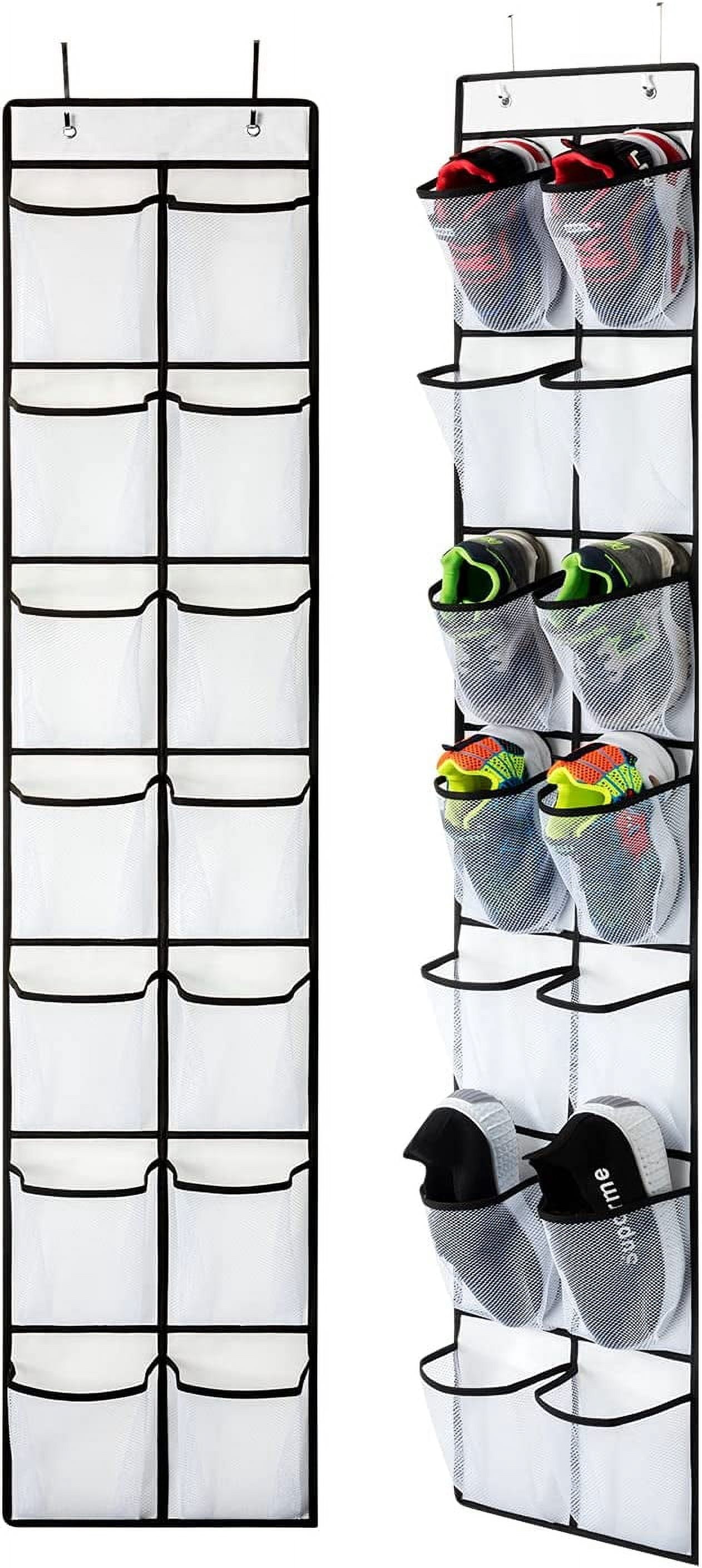 Over the Door Shoe Organizer, Hanging Shoe Organizer with 4 Hooks, Shoe ...