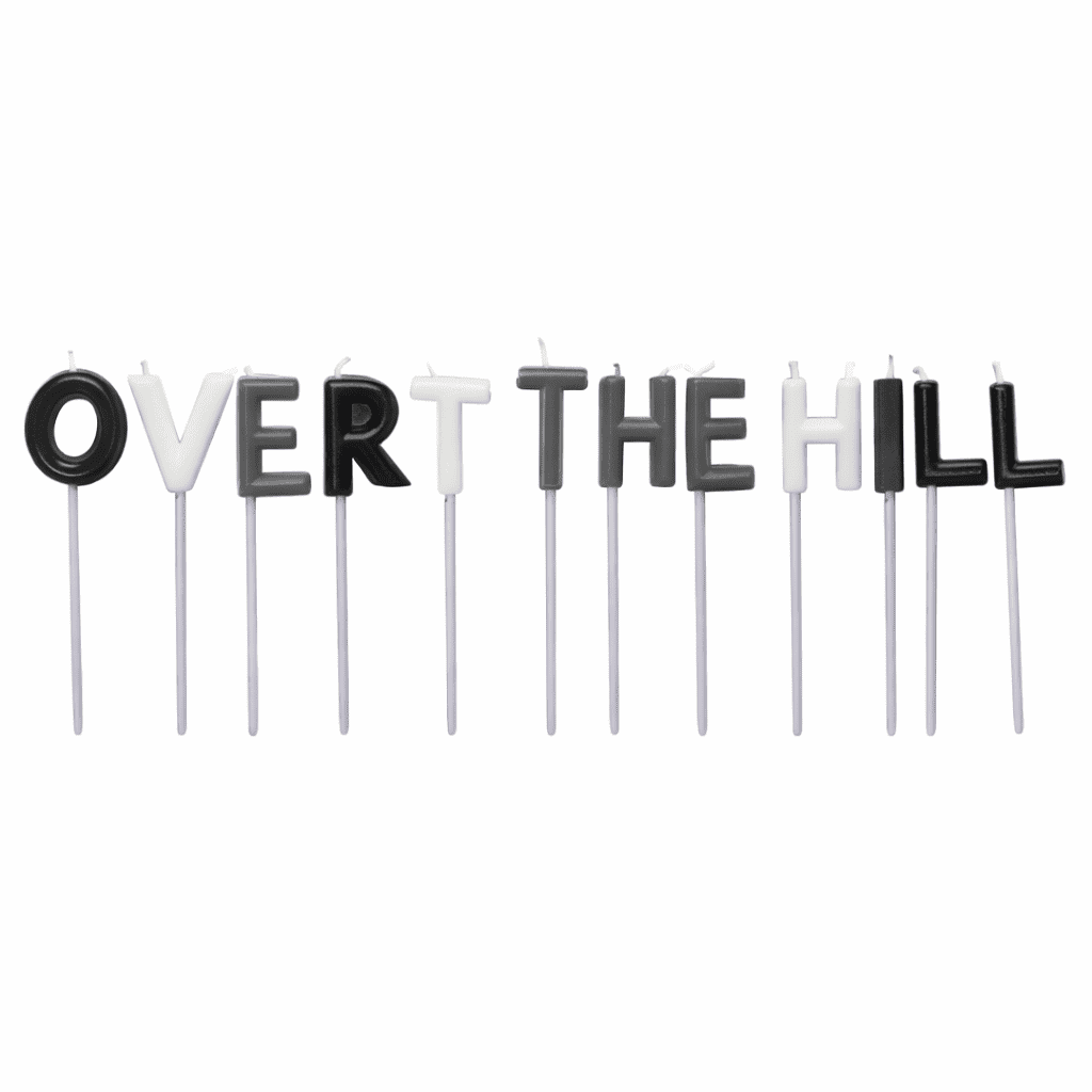 Over the Hill Letter Specialty Candles Set, Black Grey White Birthday ...