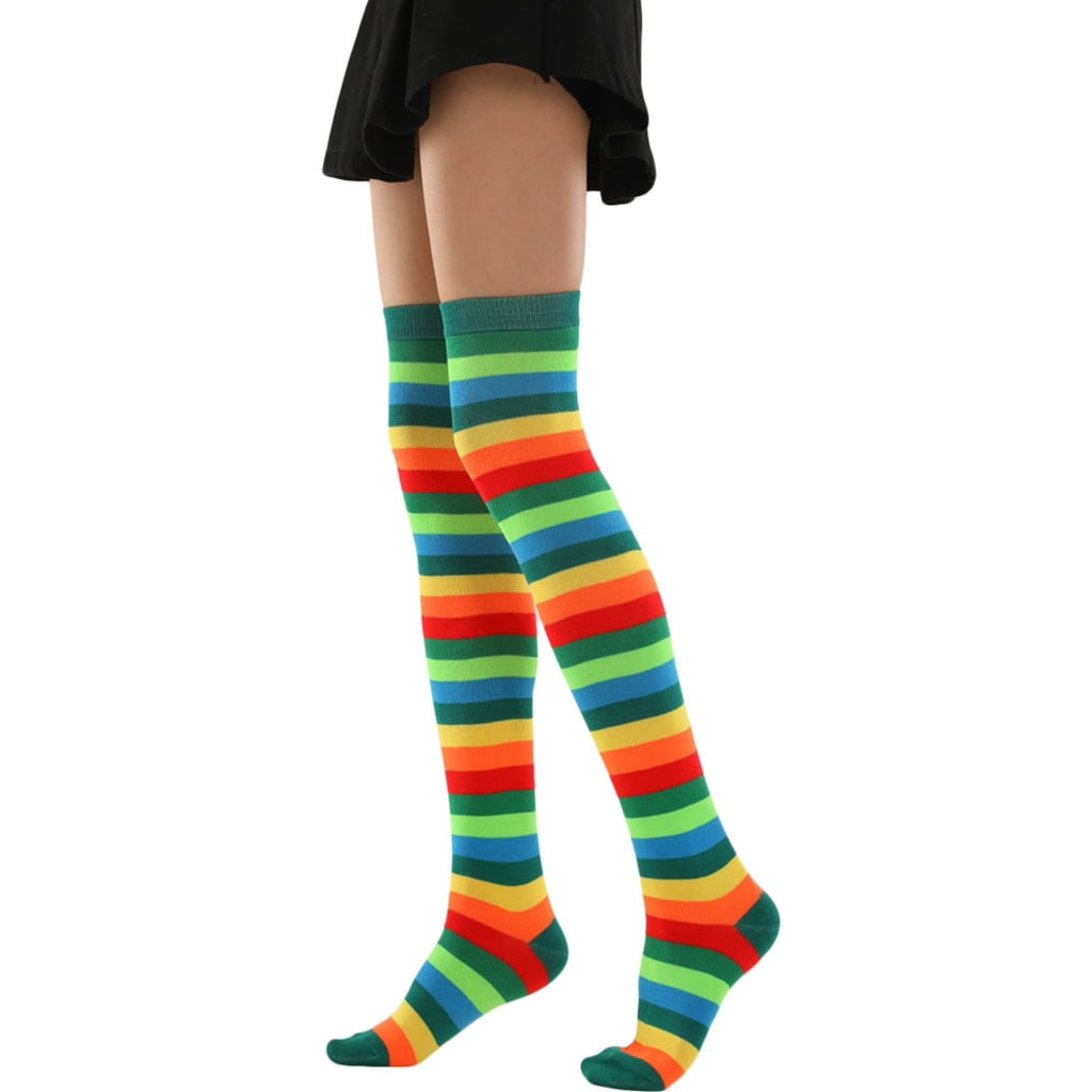 Over the Knee Socks Witch Costume Rainbow Thigh High Socks - Walmart.com