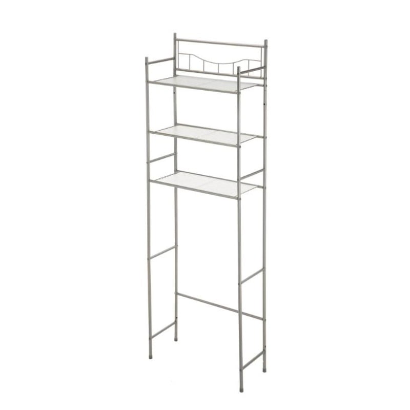Over the Toilet Steel 3-Shelf Storage Shelf Unit, Satin Nickel Finish ...