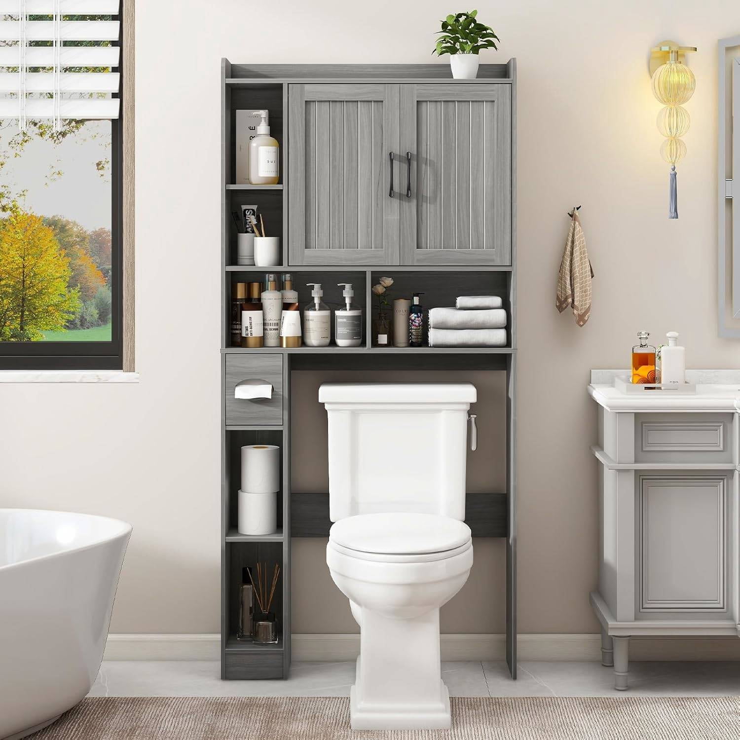 Over the Toilet Storage Cabinet with Barn Doors, Farmhouse Style ...