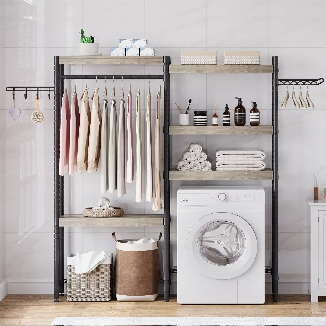 Over the Washer and Dryer Storage Shelf, 4 Tiers Laundry Room Drying ...