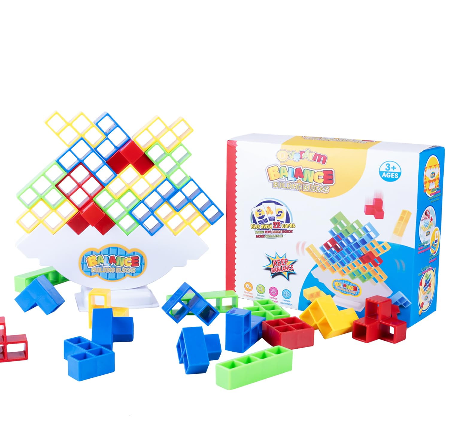 OverArm Games for Adults and Family BSL1 Tetra Tower Game 48 Pcs Stack ...