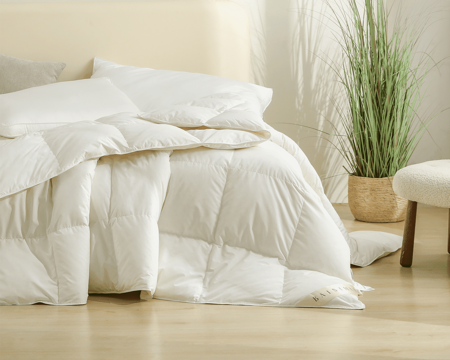 OverCloud Goose Feather Down Comforter, King Size All Seasons 100% Organic Cotton Duvet Insert ...