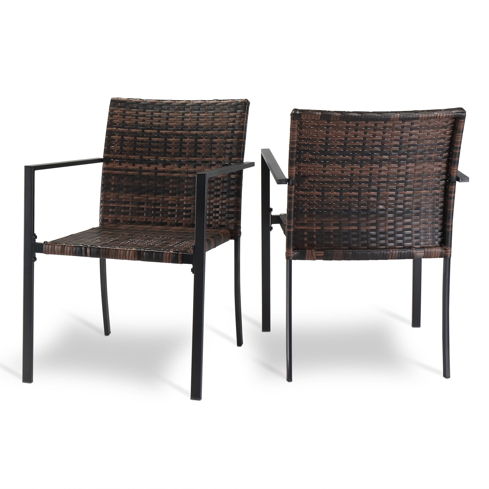 OverPatio 2 PCs Wicker Dining Chairs for Outdoor and Indoor, Wicker ...