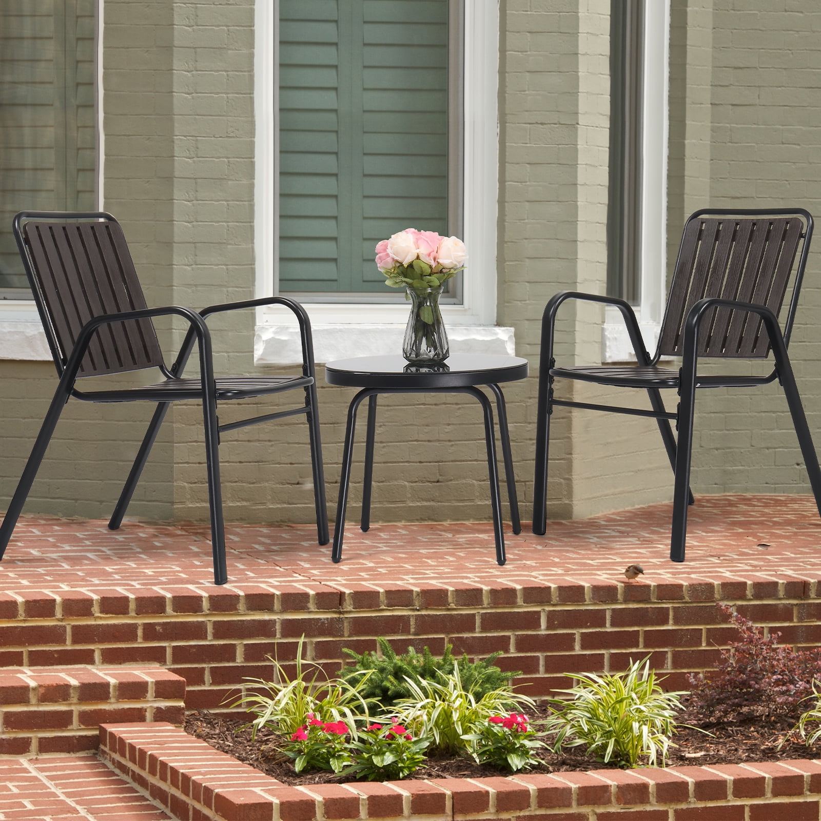OverPatio 3-Piece Patio Bistro Table Set, Outdoor Furniture Set with 2 ...