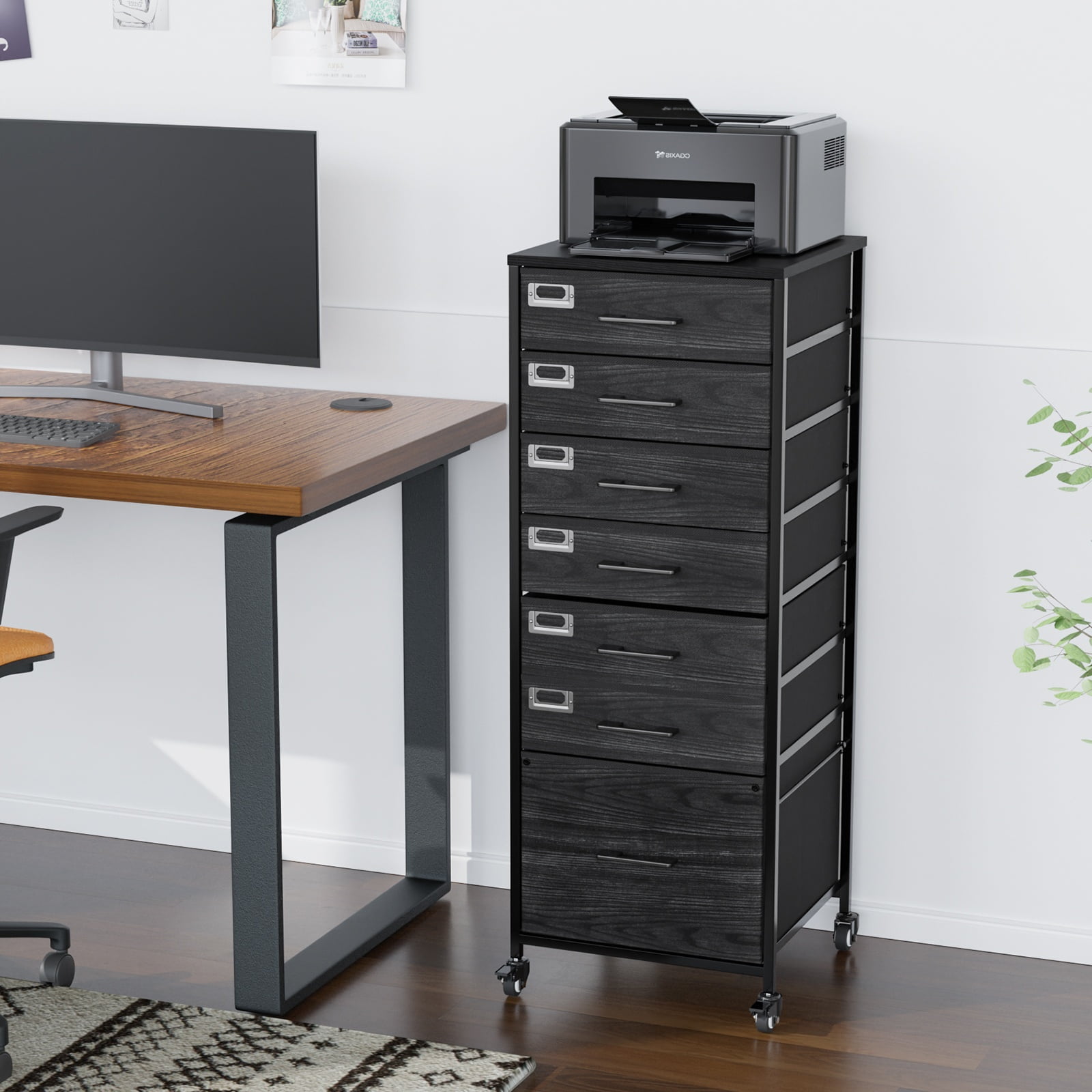 OverPatio 42.7" Tall Vertical Movable File Cabinet with Six Letter Size ...