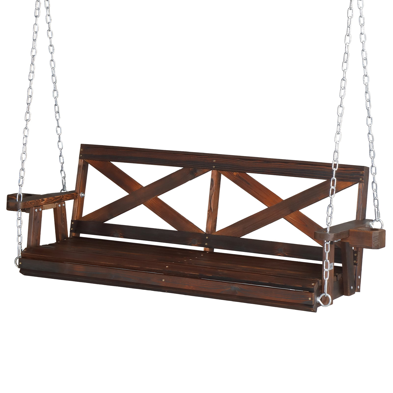 OverPatio 5 FT Porch Swing Outdoor with Cup Holders & Adjustable Chains,Heavy Duty 880 LBS Patio ...