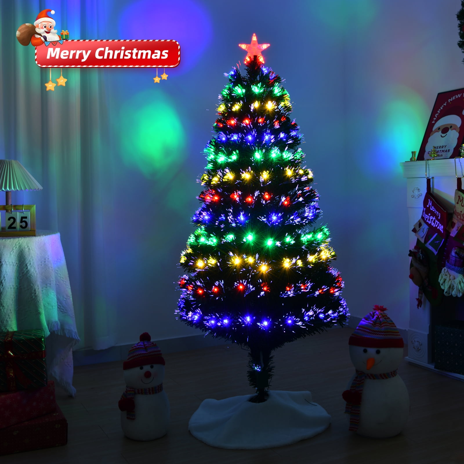 OverPatio 5 FT Pre-lit Christmas Tree, Artificial Xmas Tree with ...