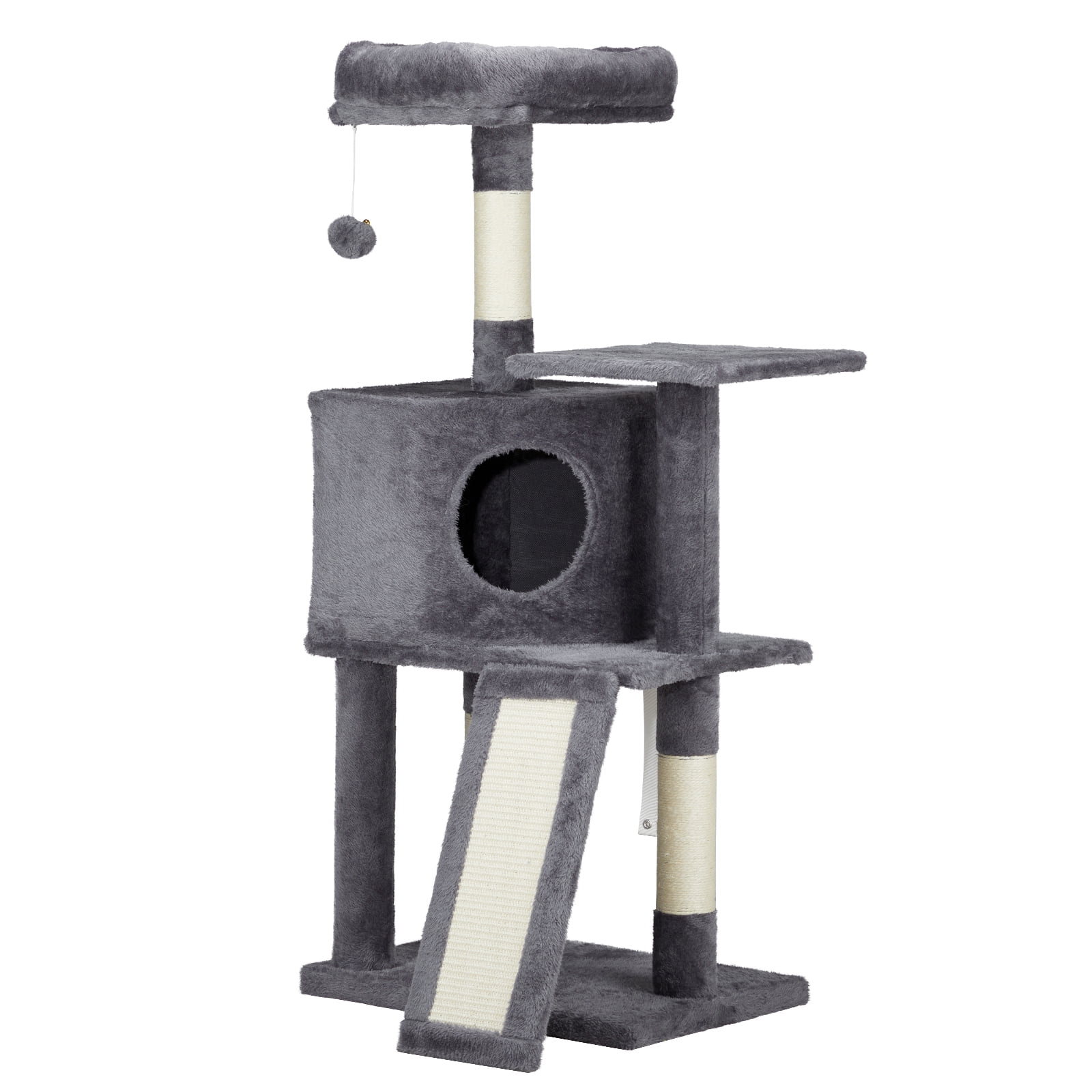 OverPatio 54" Three Level Cats Play House cats tree with Cozy Condo in Ladder Shape and Sisal ...