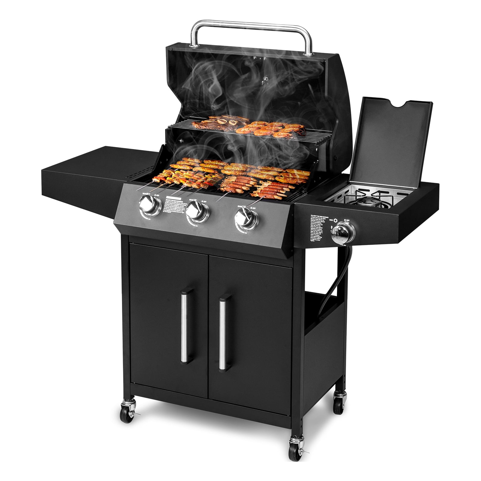 OverPatio Propane Gas BBQ Grill for Outdoor Cooking,Barbecue,3+1 Burners - Walmart.com