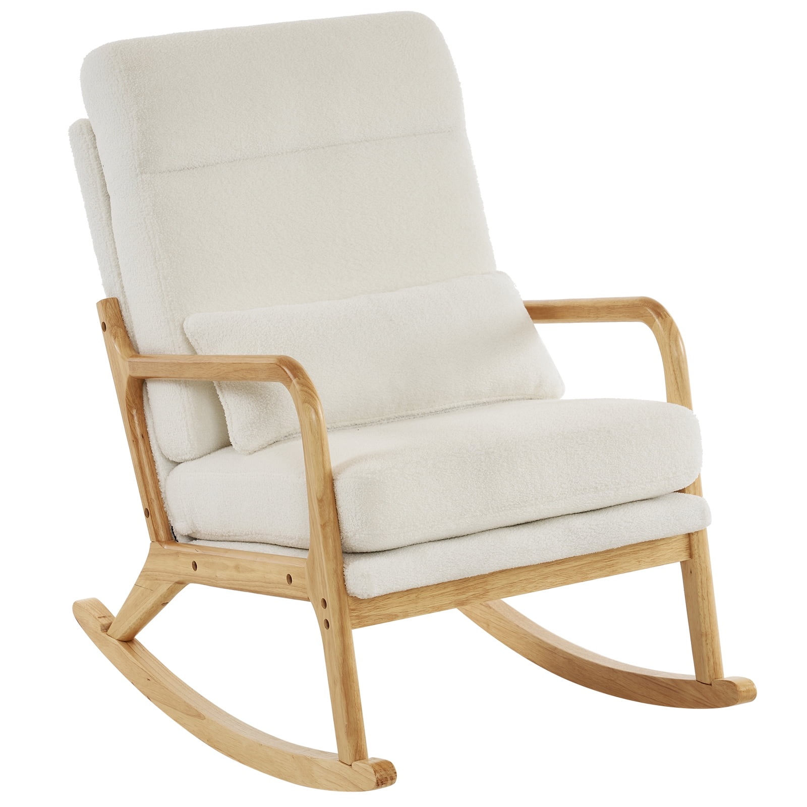 OverPatio Rocking Chair Recliner, Wooden Rocker for Adults, Modern ...
