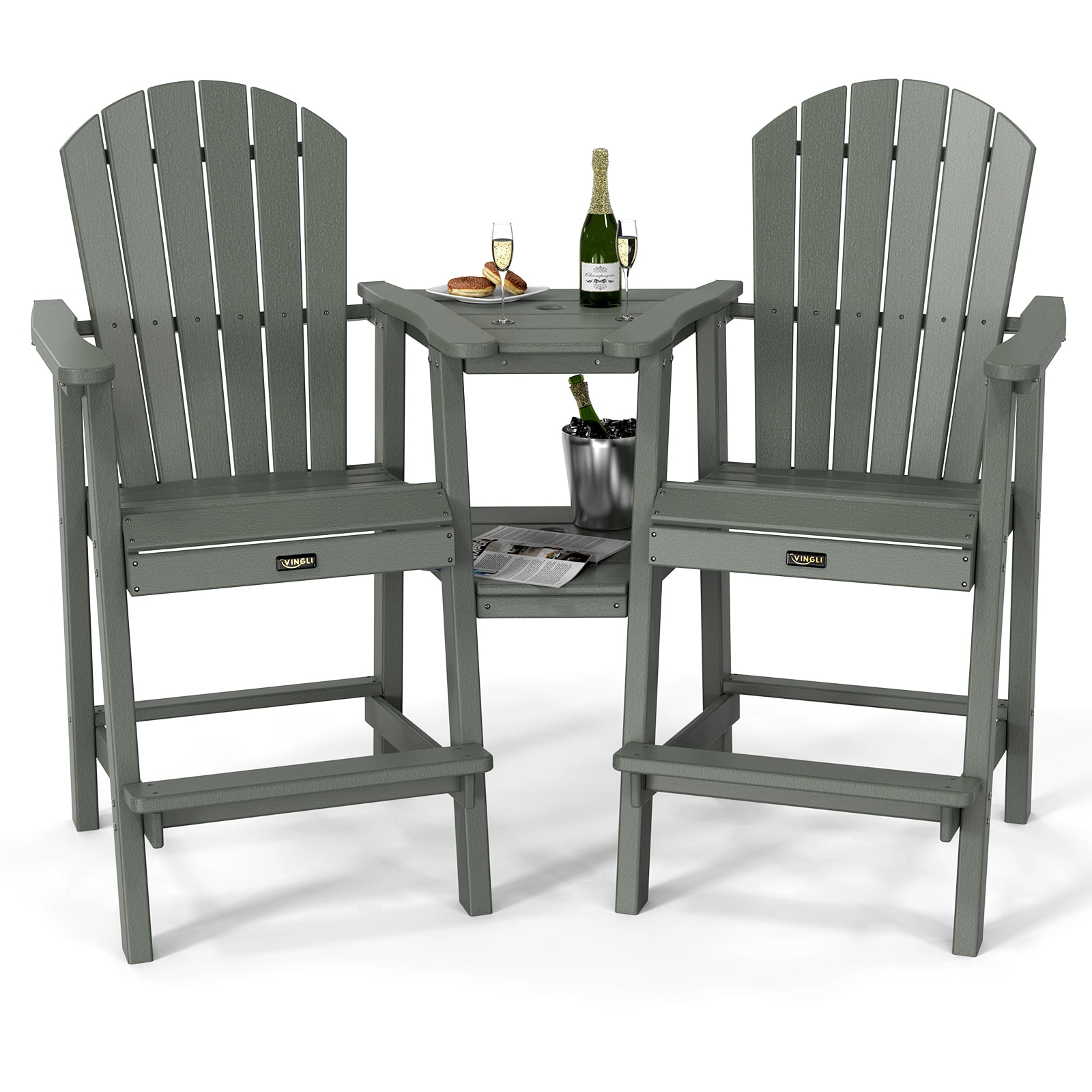 OverPatio Tall HDPE Adirondack Bar Stools Poly Deck Chairs,Tall ...