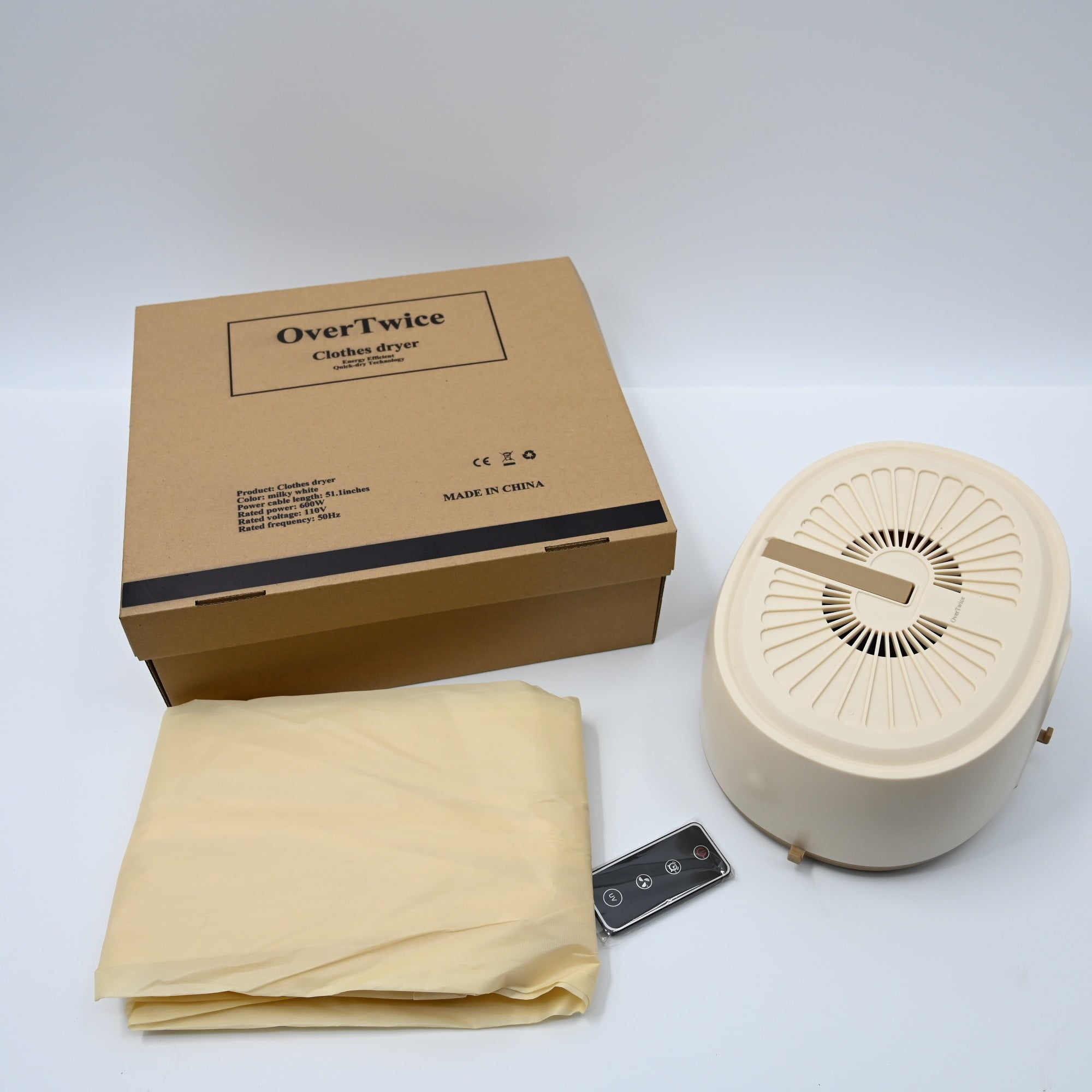 OverTwice Clothes dryers Compact 600W, 110V Milky White Dryer for Quick ...