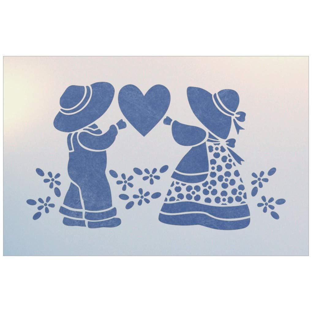 Overall Sam - Sunbonnet Sue Heart Stencil - Children Kids Drawing Washable Plastic Fun Art DIY ...