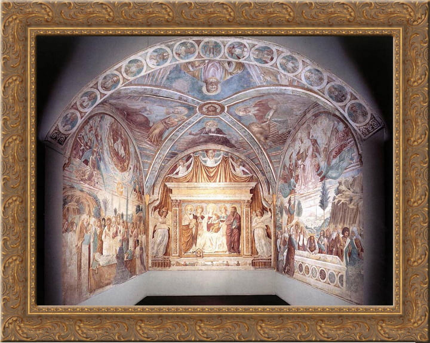 Overall view of the Tabernacle of the Madonna delle Tosse 24x20 Gold Ornate Wood Framed Canvas ...