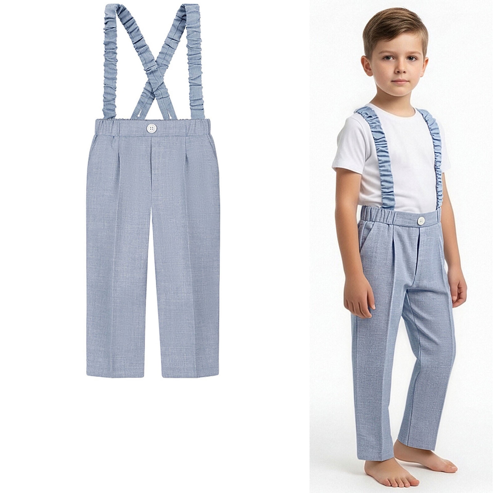 Overalls Suspender School Uniform for Boys Dress Pants with Pockets ...