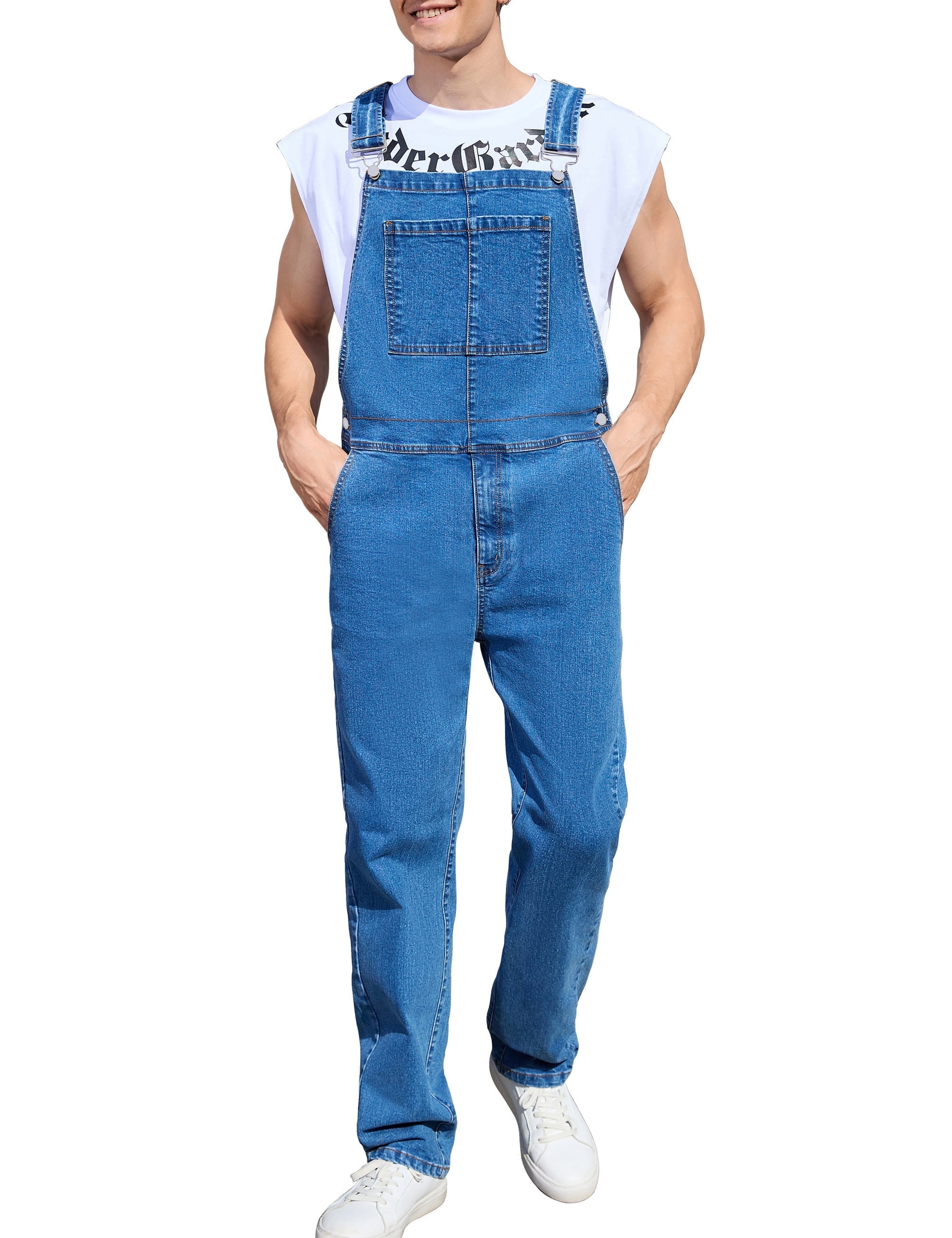 Overalls for Men Work Utility Coveralls Fashion Bib Romper Jumpsuit ...