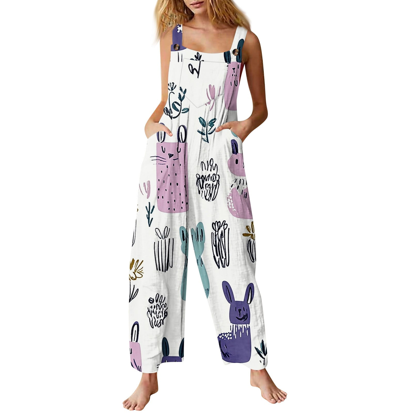 Overalls for Women Cute Animals Print Overalls Casual Summer Outfits ...