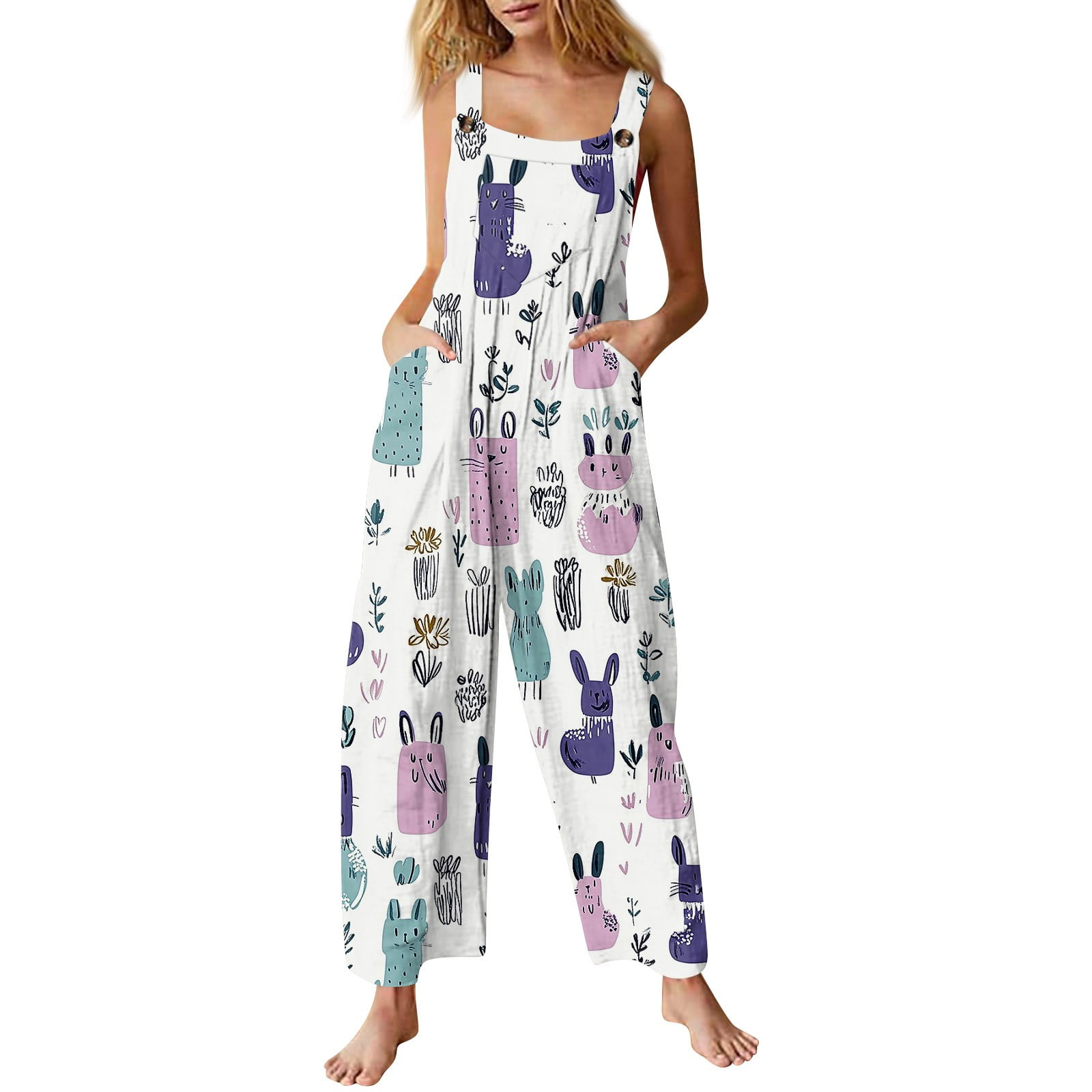 Overalls for Women Cute Animals Print Overalls Casual Summer Outfits ...