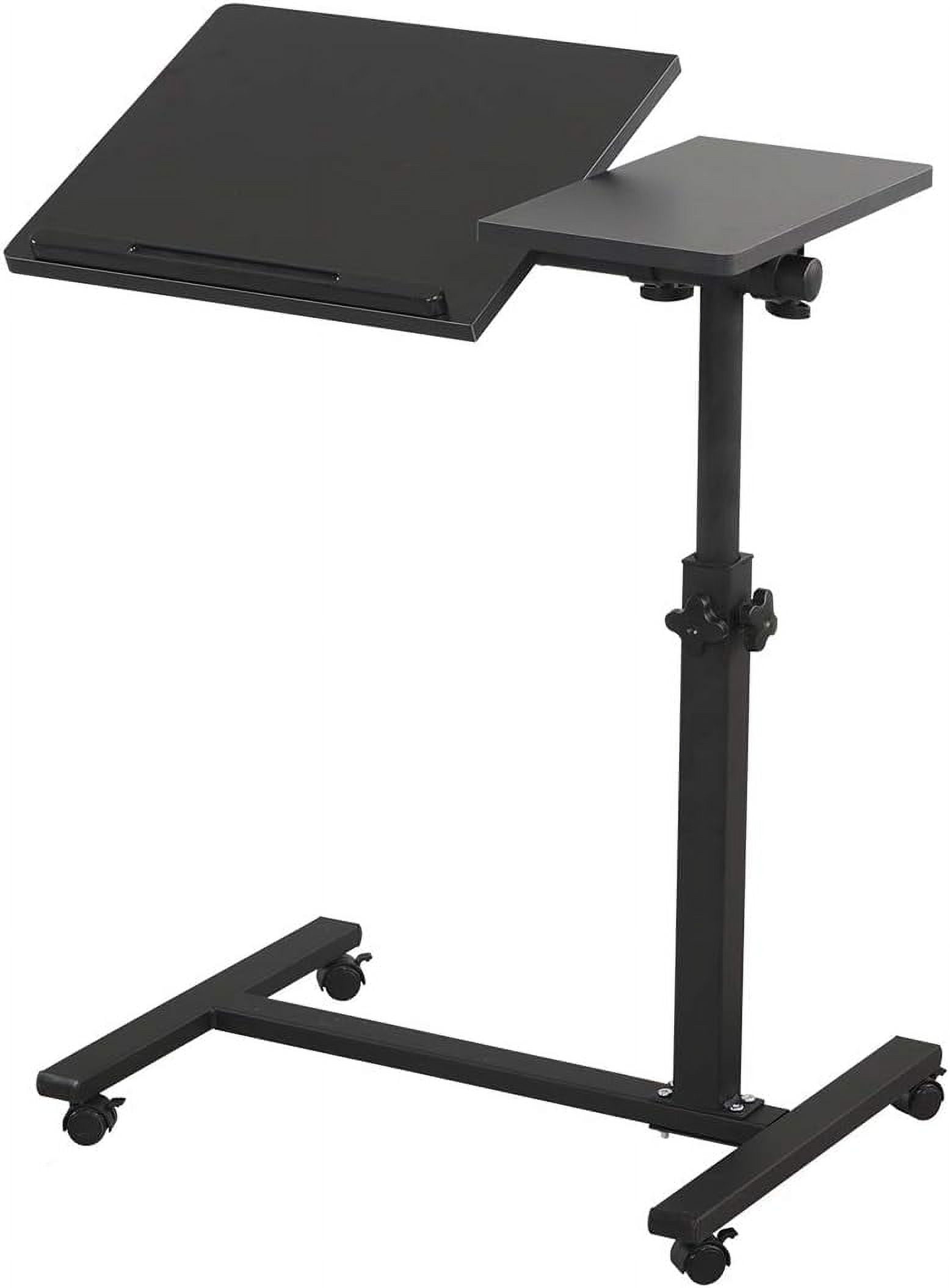 Overbed Bedside Desk Mobile Rolling Laptop Stand Tilting Overbed Table with Wheels Height ...
