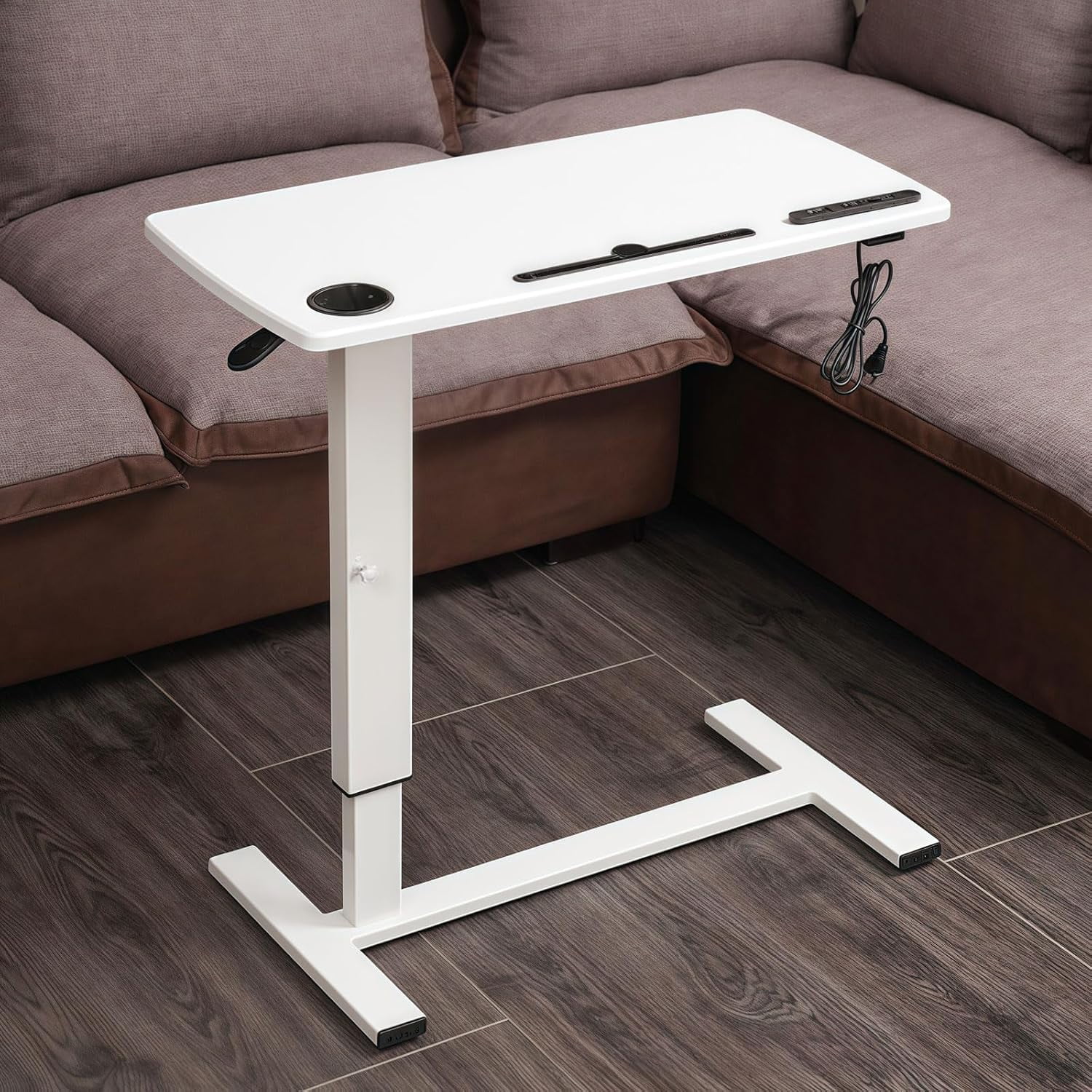 Overbed Bedside Table with Wheels, Adjustable Height Hospital Bedside ...