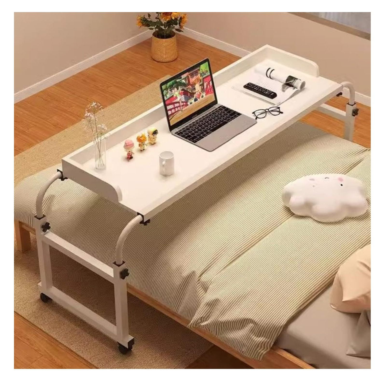 Overbed Table with Adjustable Height, Expandable Over Bed Table with ...