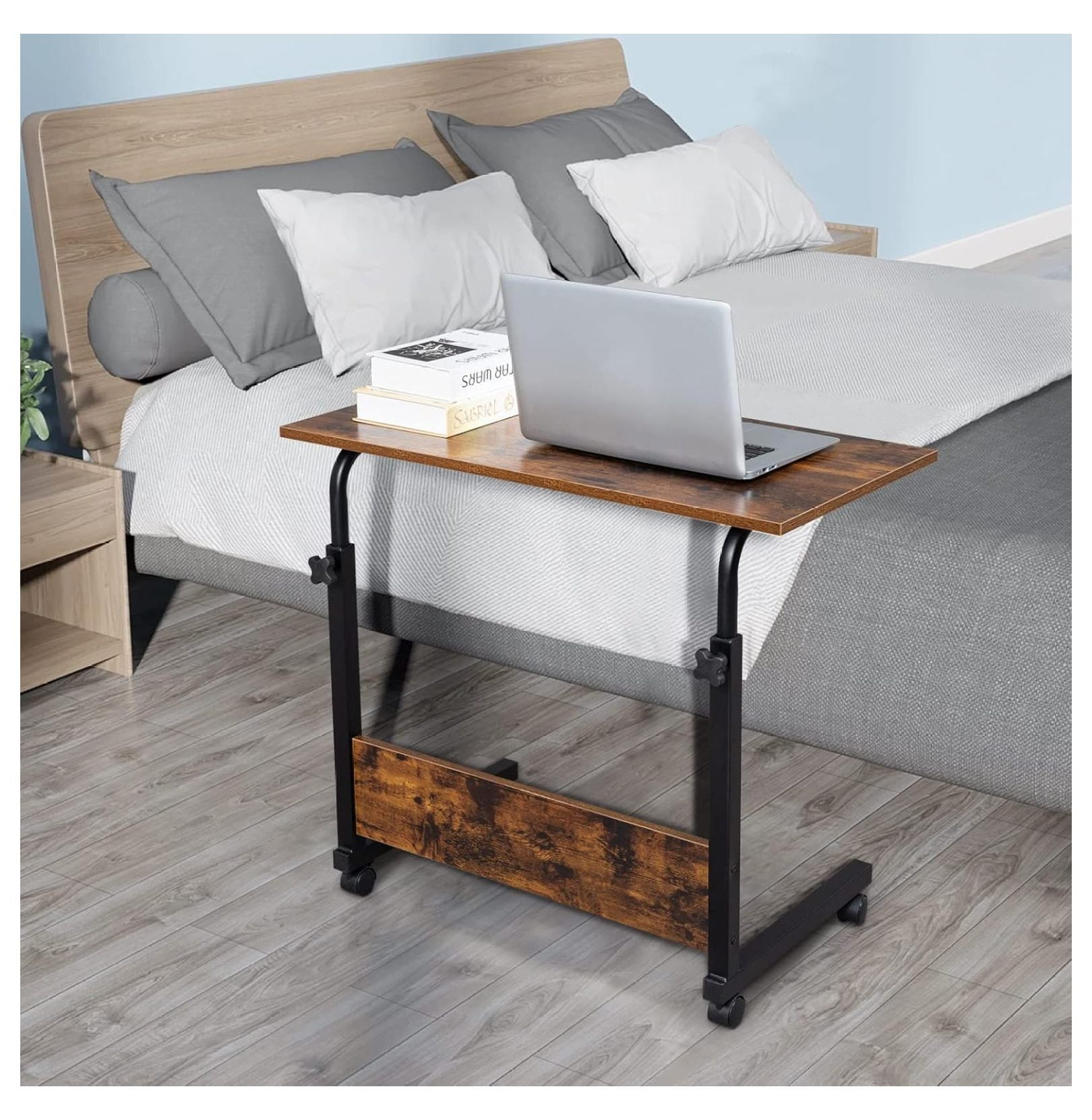 Overbed Table, Bed Desk, 31.5'' Bedside Table, Adjustable Overbed Rolling Table, Potable Laptop ...