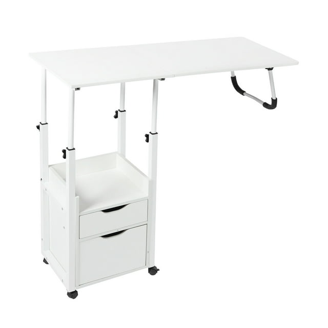 Overbed Table Foldable Adjustable Over Bed Desk with Wheels and Storage ...