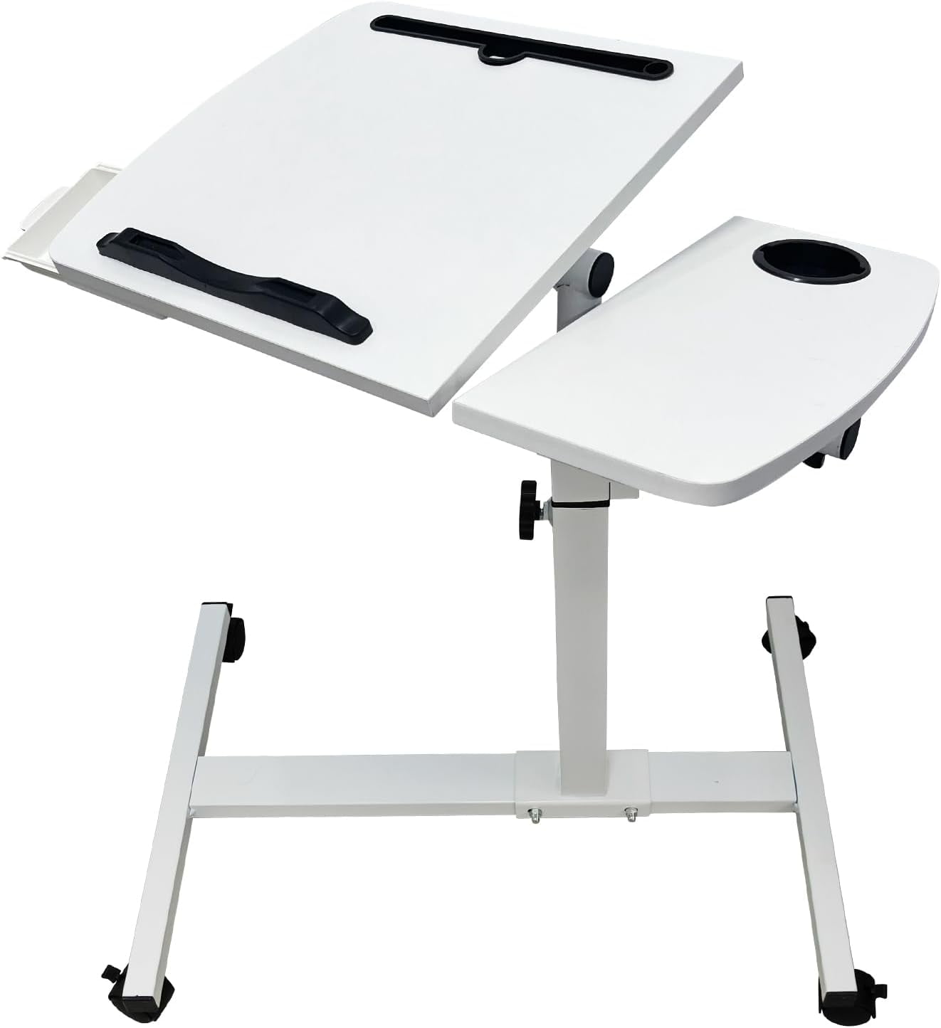 Overbed Table Height Adjustable Bedside Table Hospital Bed Table with 2 ...