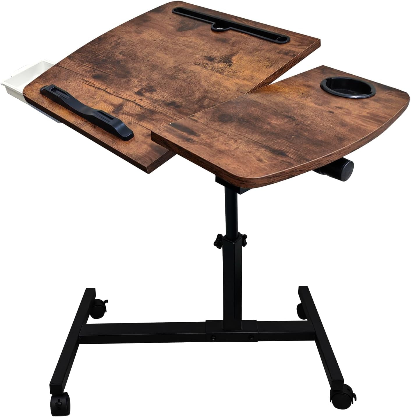 Overbed Table Height Adjustable Bedside Table Hospital Bed Table with 2 ...