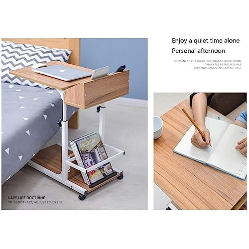 Overbed Table with Locking Swivel Wheels, Hospital Table Over Bed with ...