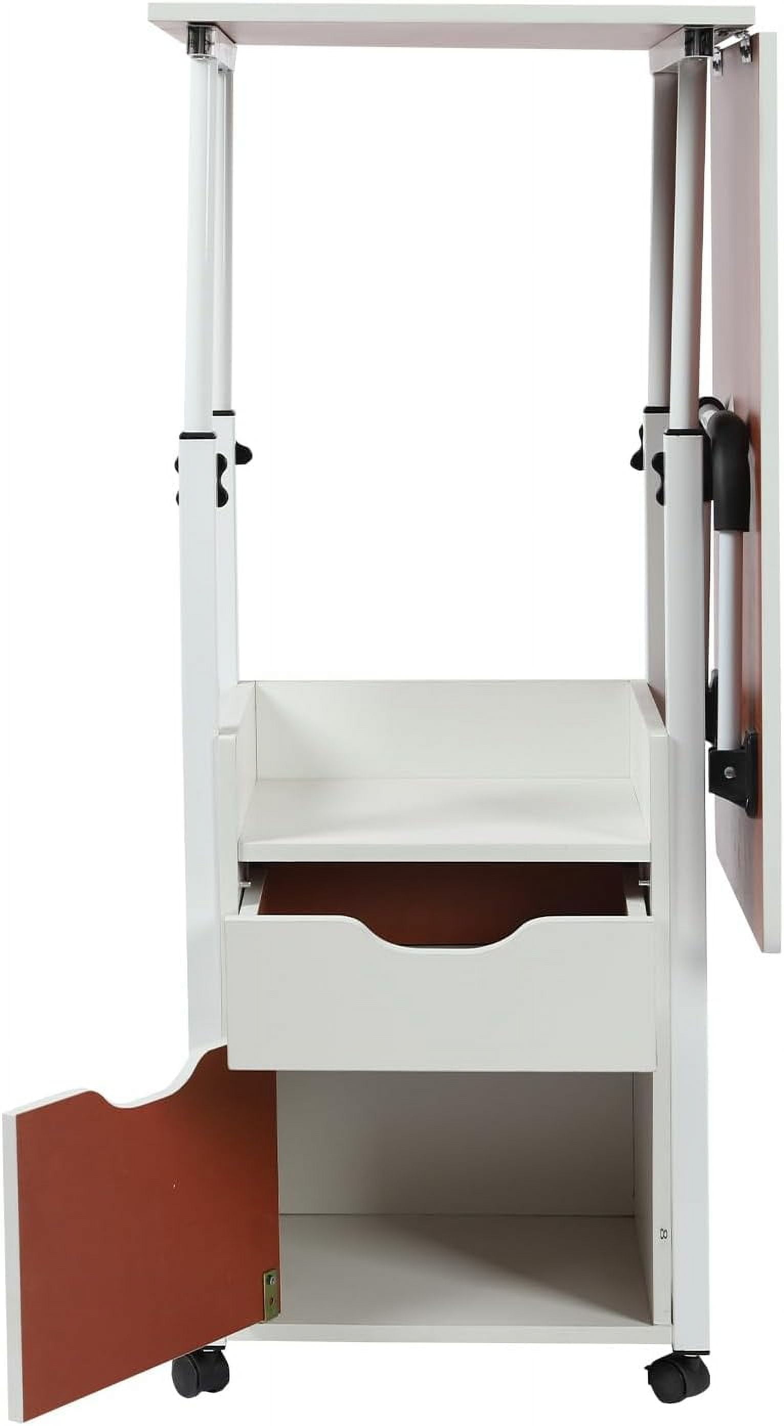 Overbed Table, Movable Bedside Table with Wheels, Height Adjustable ...