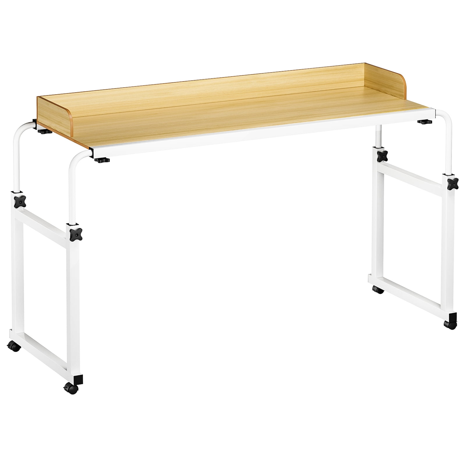 Overbed Table with Wheels, Adjustable Height Mobile Bed Desk, Rolling ...