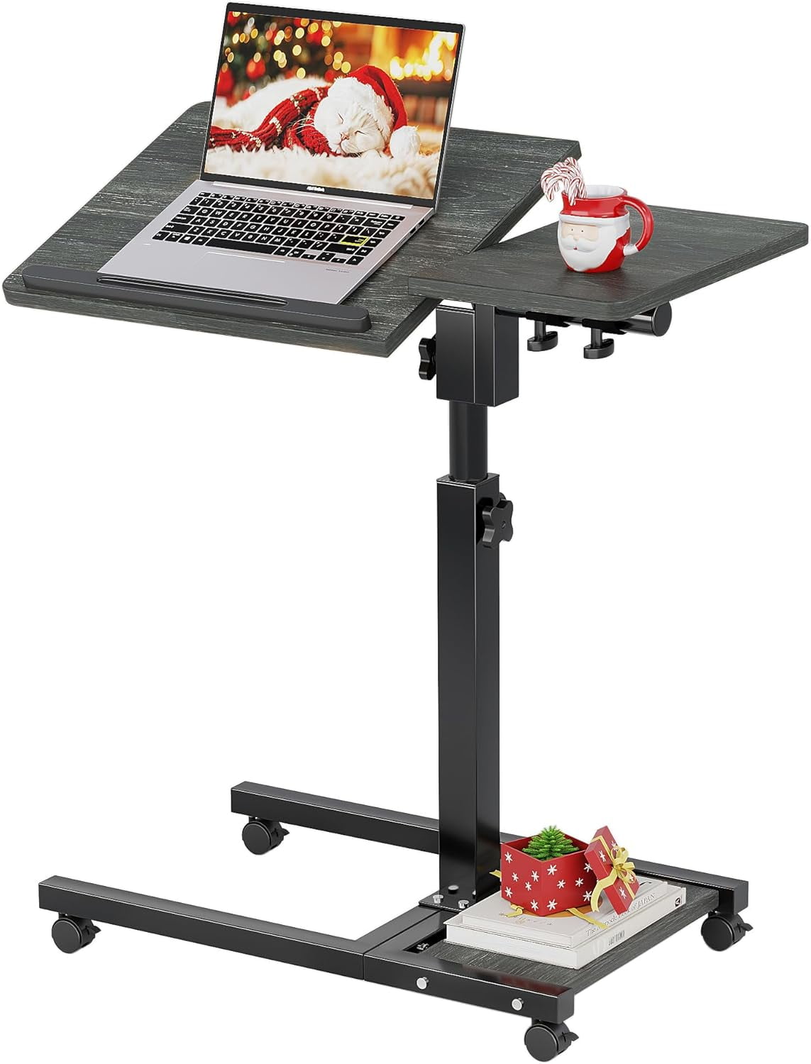 Overbed Table with Wheels Adjustable Height, Mobile Standing Stand Up ...