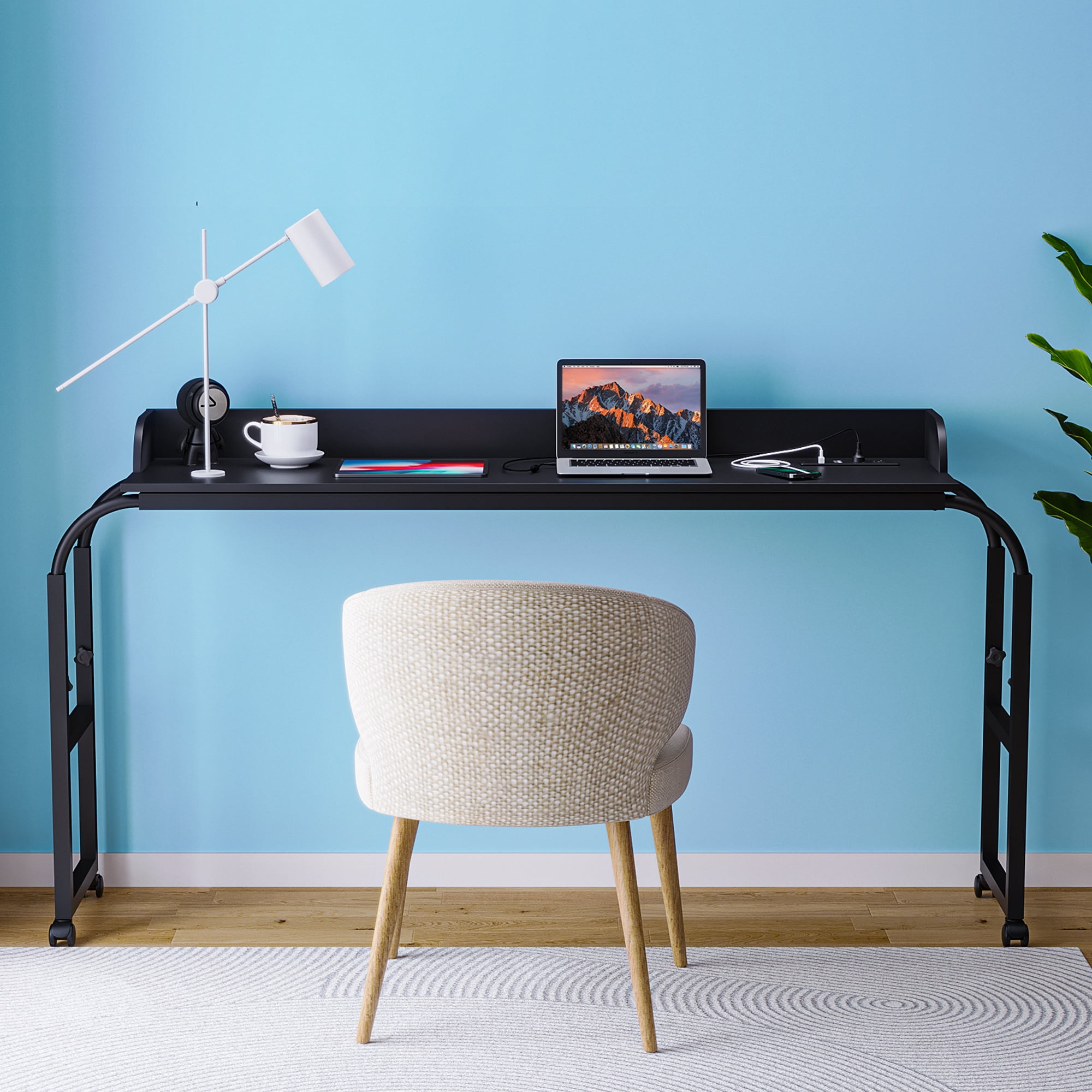 Overbed Table with Wheels and Charging Station up to 83", Rolling ...