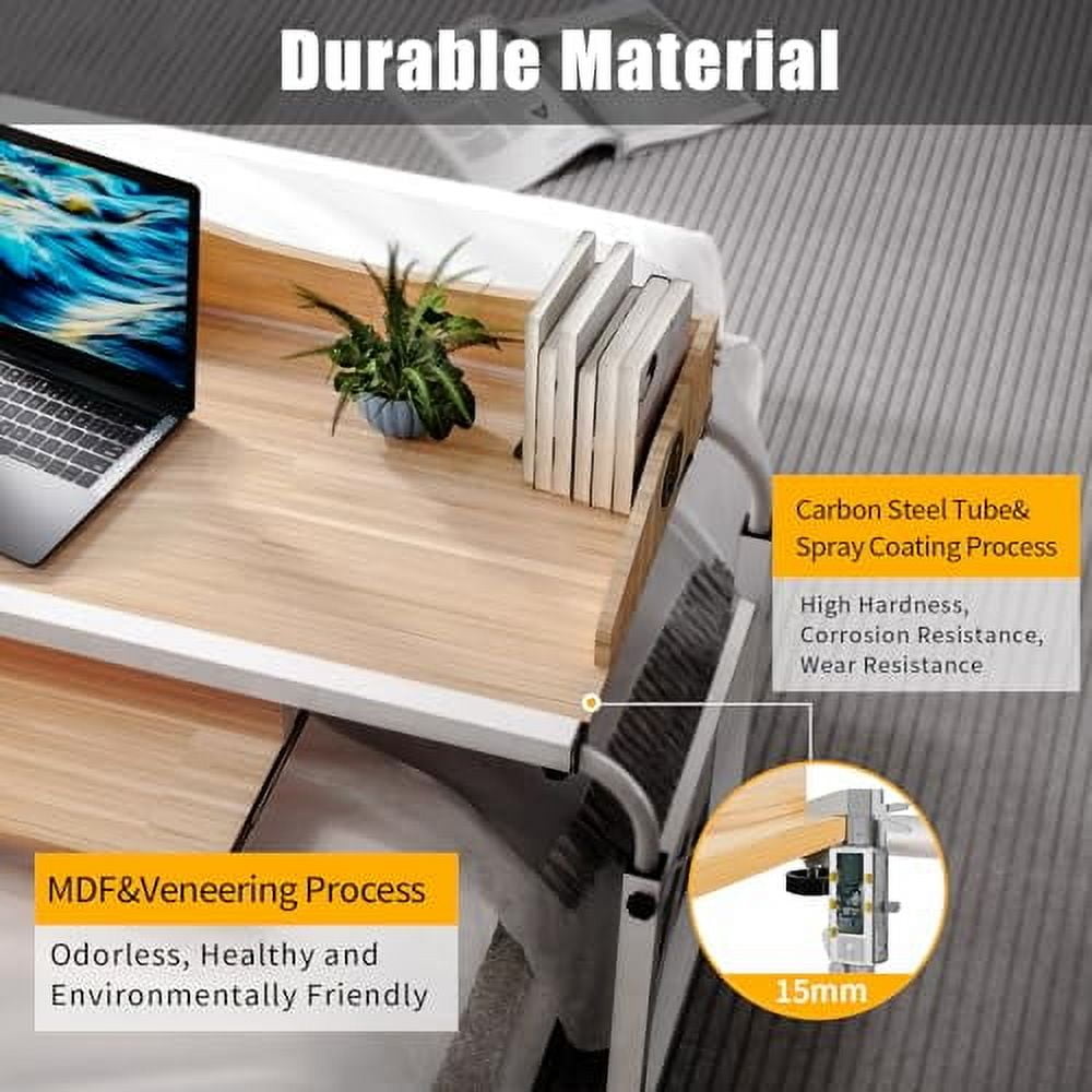 Overbed Table with Wheels for Full or Queen Beds,Height and Length ...